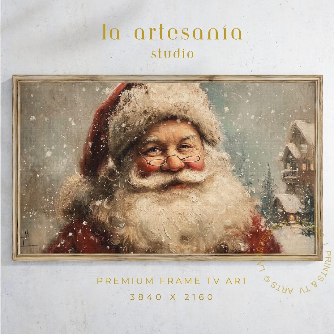 Vintage Santa Portrait Frame TV Art | Screensaver, Classic Christmas ...