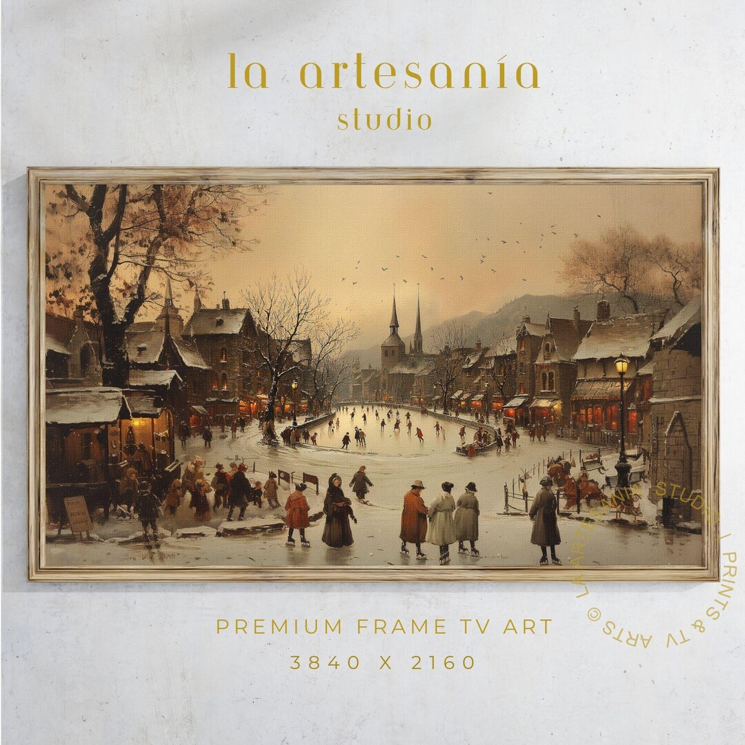 Victorian Winter Skating Village Frame TV Art | Screensaver, Vintage ...