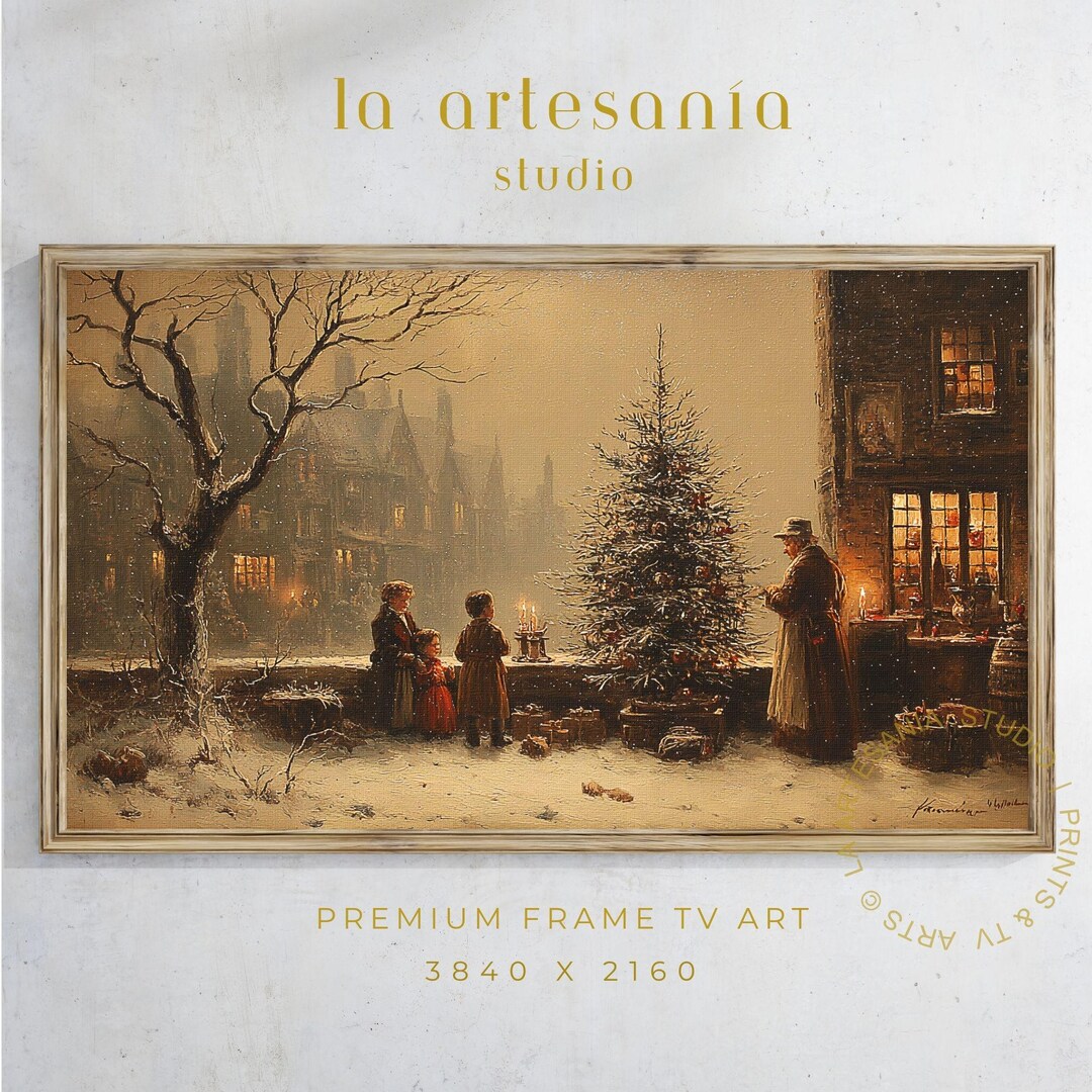 Victorian Christmas Tree Frame TV Art | Screensaver, Vintage Winter ...