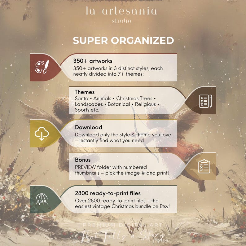 Vintage Christmas Prints Bundle – 350+ Farmhouse Holiday Decor (digital ...