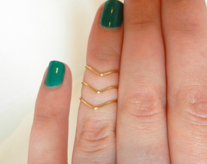 Mid Finger Rings Gold Knuckle Rings Midi Rings Chevron - Etsy