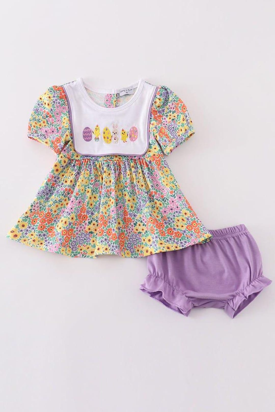 Easter Floral Bunny and Egg Embroidery Girls Outfit Set With Bloomer - Etsy