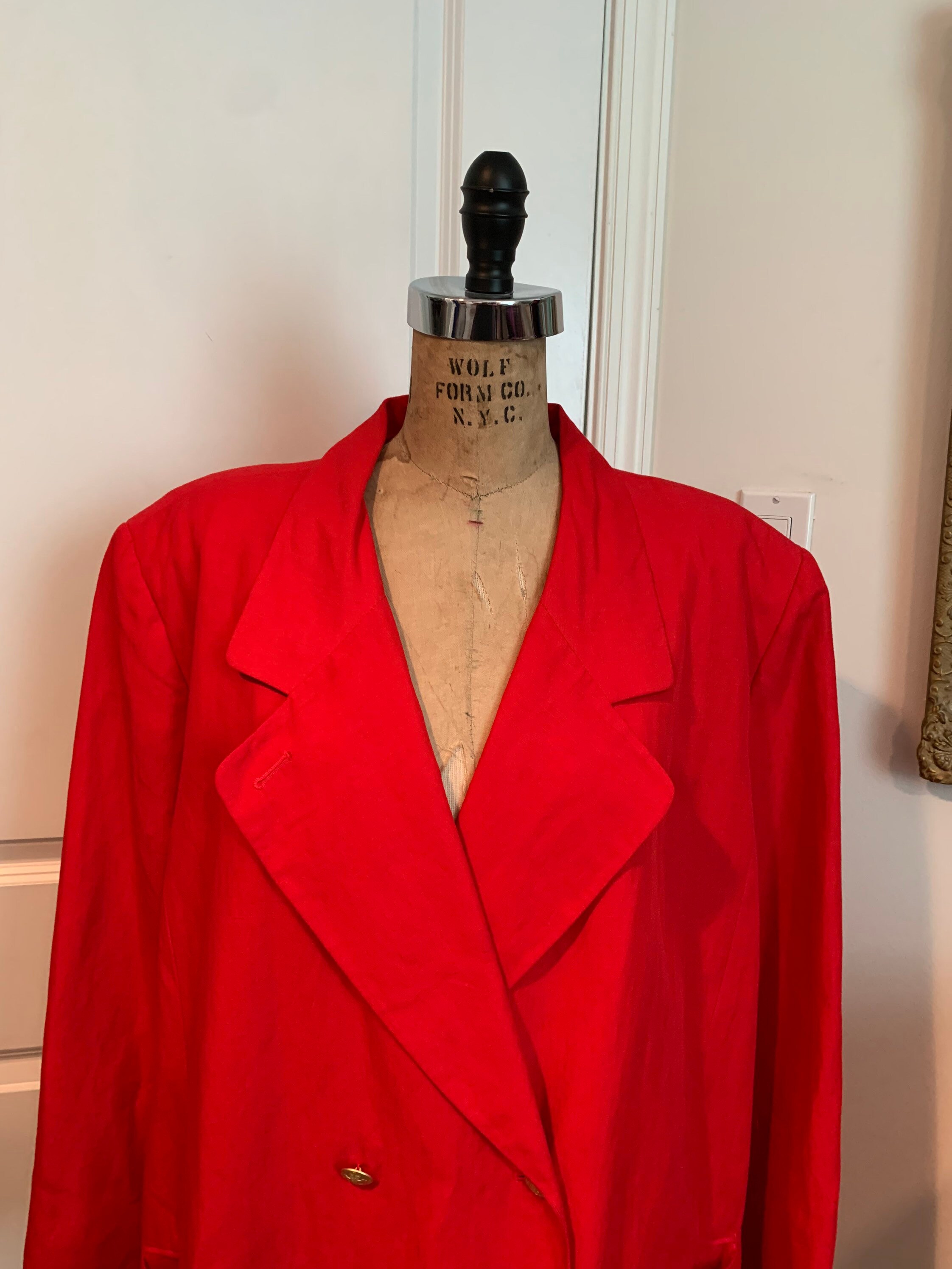 Plus Size Vintage 1990s Elisabeth Red Linen/rayon Double - Etsy