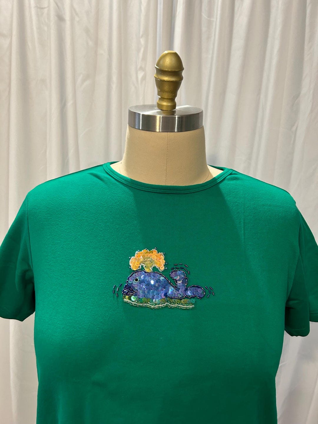 Plus Size Vintage 1990’s Quacker Factory 100% Cotton Green Tee Shirt W ...