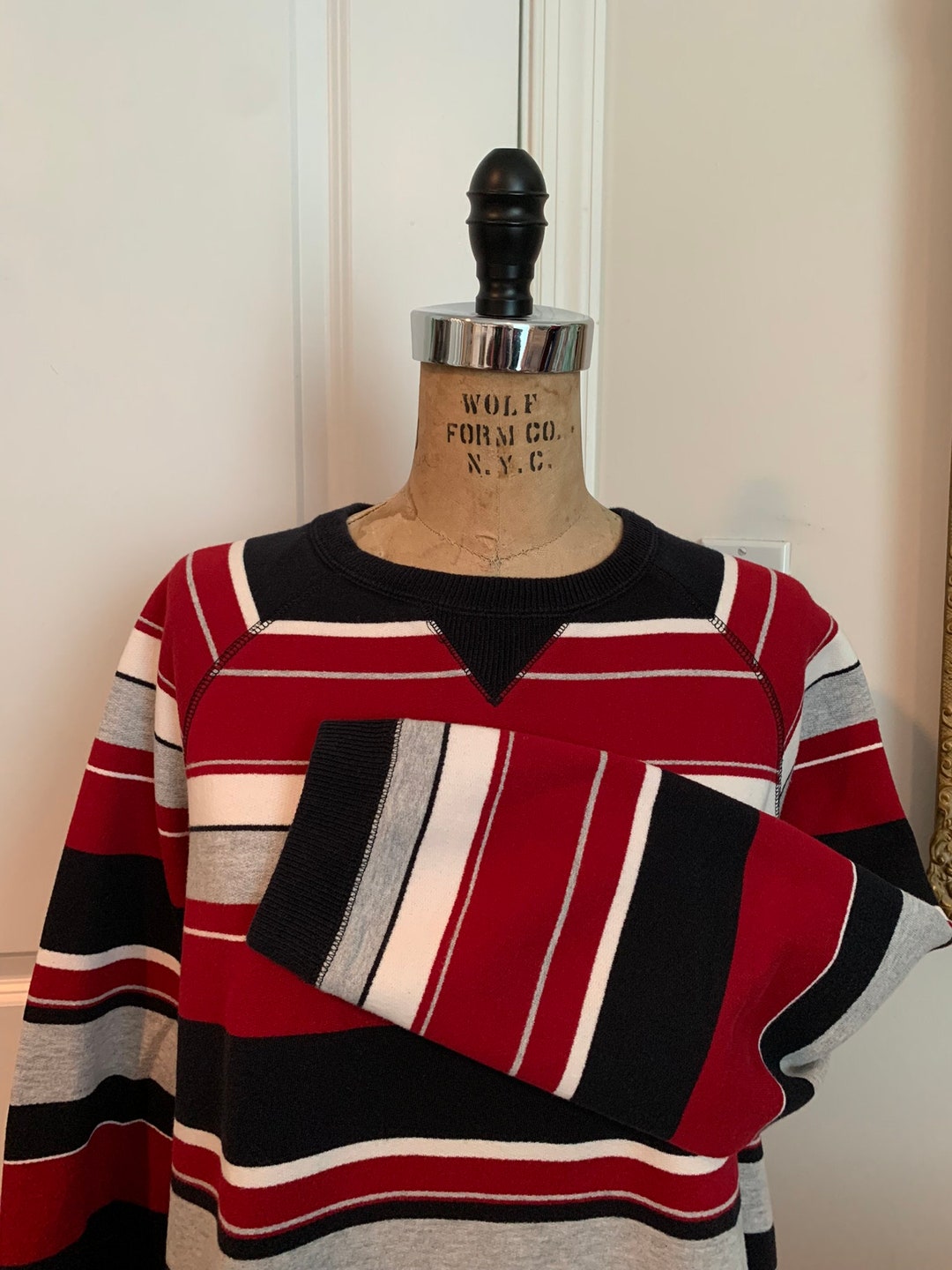 Plus Size 2000s Vintage Pacer Red, White & Black Striped Cotton/poly ...
