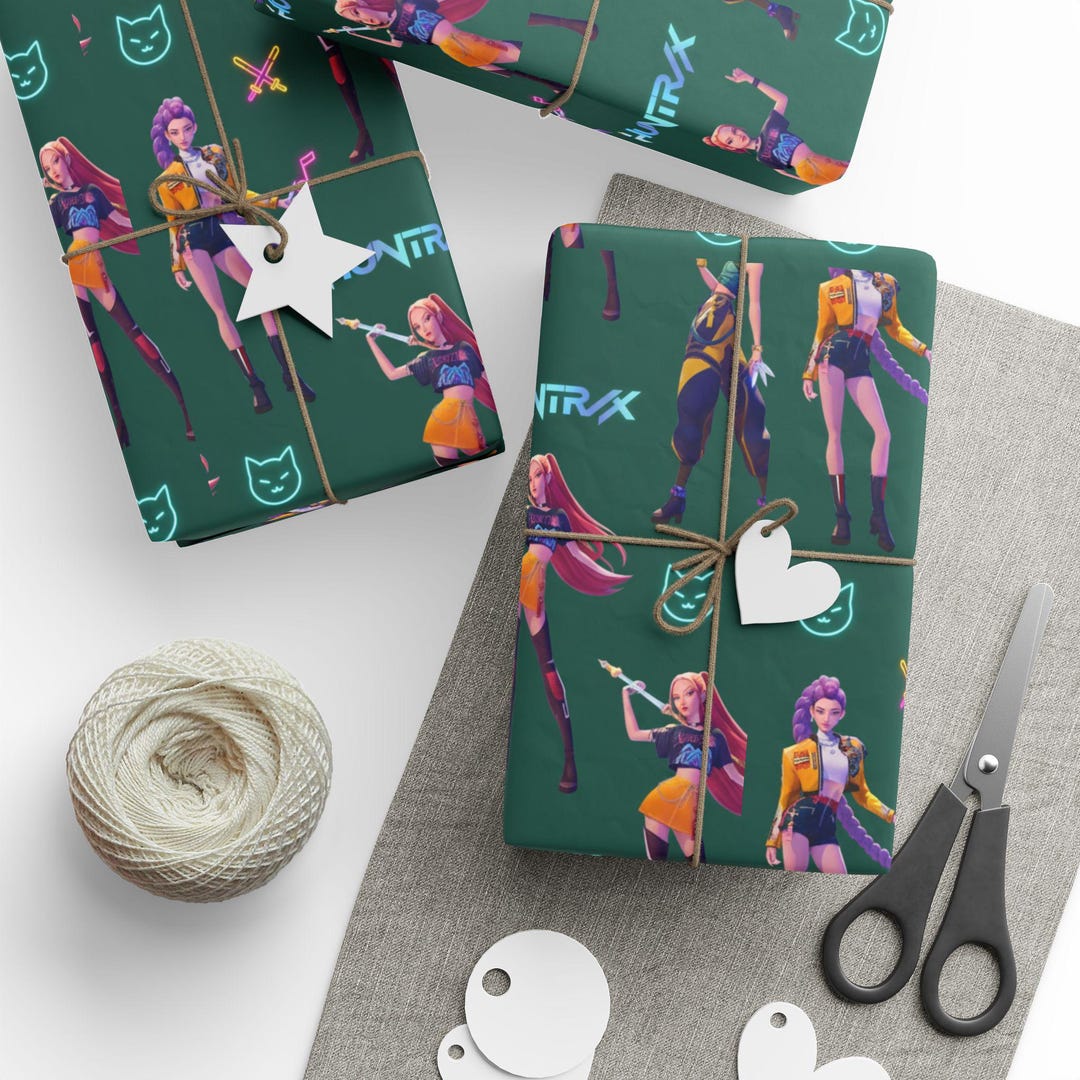 Kpop Demon Hunter Huntrix Wrapping Paper, Green Gift Wrap, Unique ...
