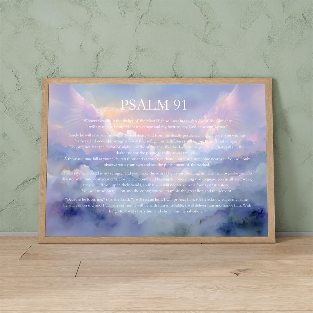 Psalm 91 Wall Art & Prayer Card - Digital Printable Poster - Watercolor ...