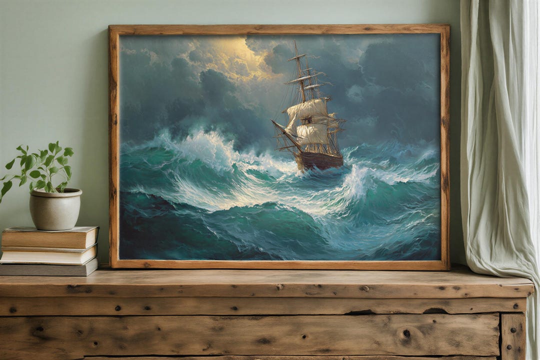 Pintura de Navio em Tempestade: Impressão de Veleiro em Tempo ...