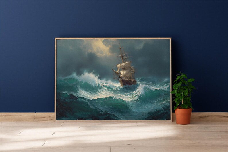 Pintura de Navio em Tempestade: Impressão de Veleiro em Tempo ...