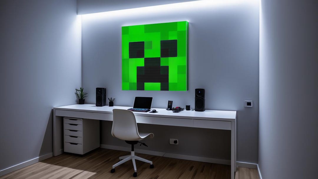 Pintura em tela do rosto do Creeper de Minecraft - Presente para ...