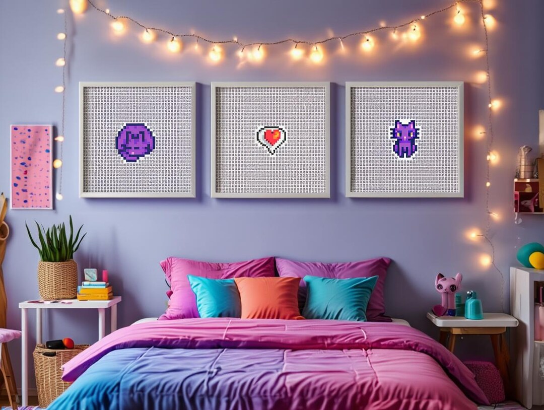 Pixel Purple Cat Poster - Stardew Valley Art Bundle (set of 3 ...