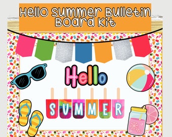 Hello Summer Popsicle Theme Bulletin Board Kit, Digital Download ...