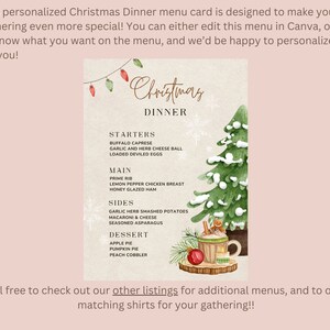 Editable Rustic Christmas Dinner Menu Template, Instant Download, Canva ...