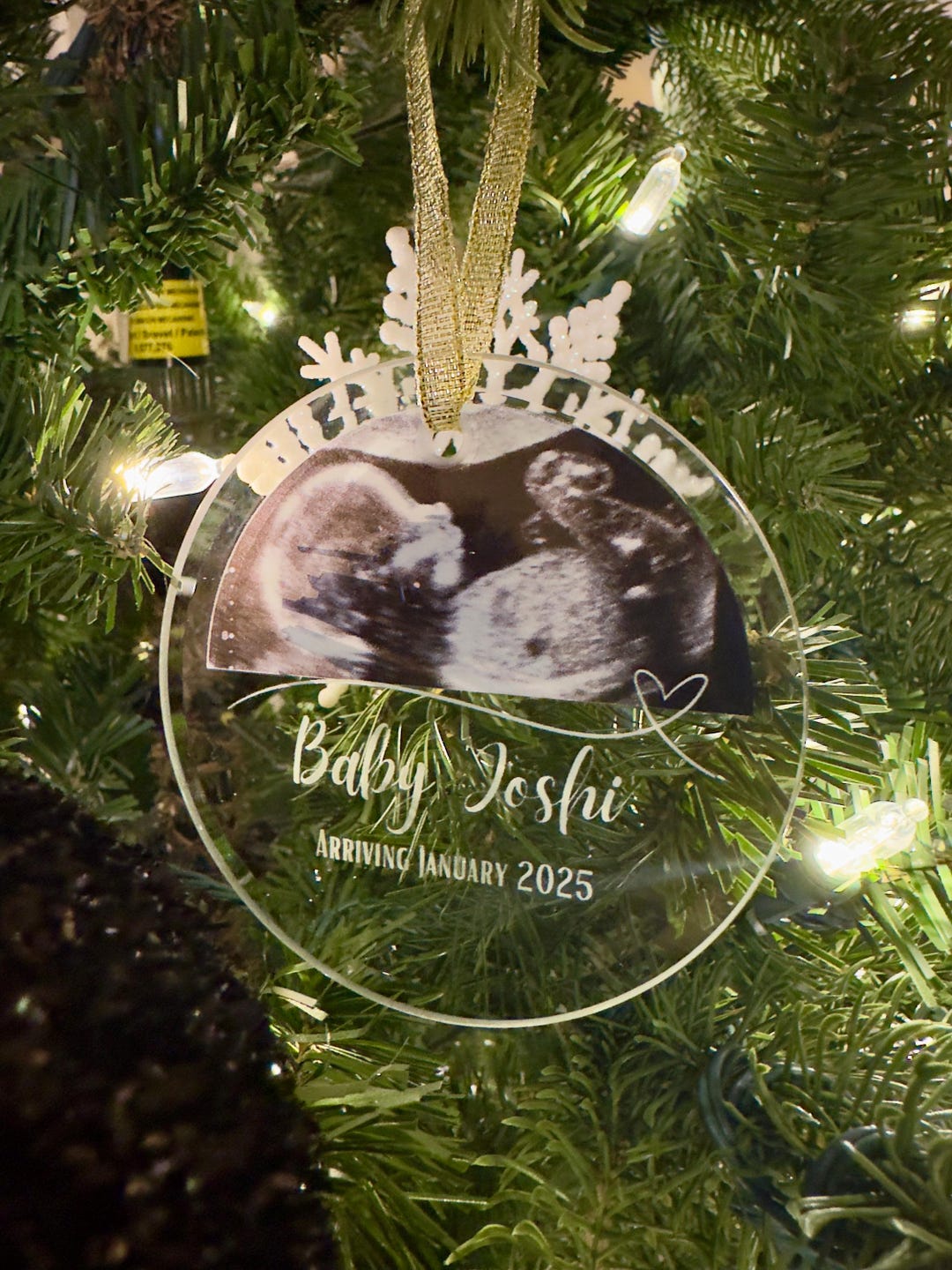 Ultrasound Announcement Personalized, Custom Birth Glass Ornament ...