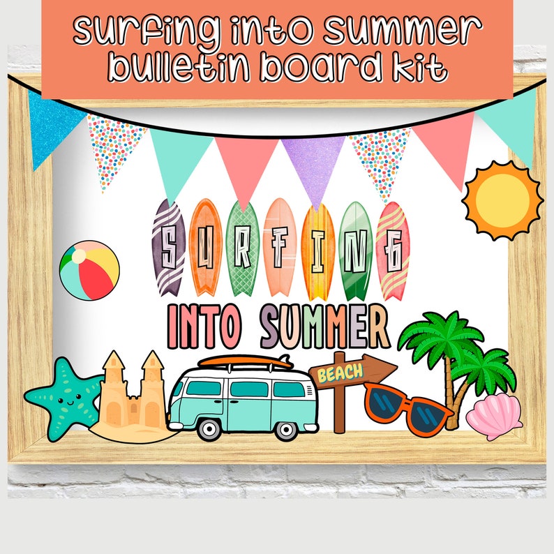 Surfing Into Summer Beach Bulletin Board Kit, Digital Download ...