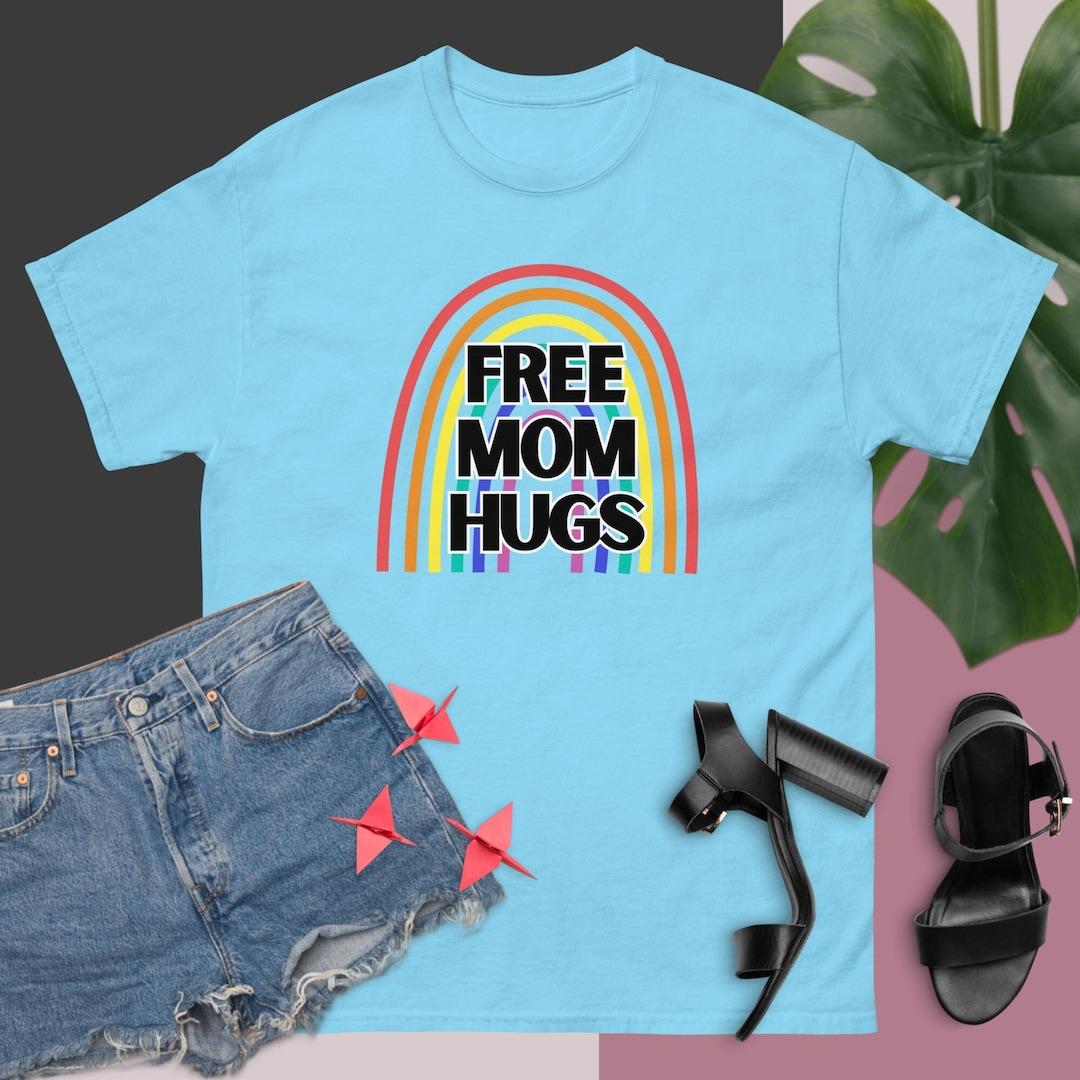 Free Mom Hugs Pride T-shirt - Hand-drawn Rainbow Design - Etsy
