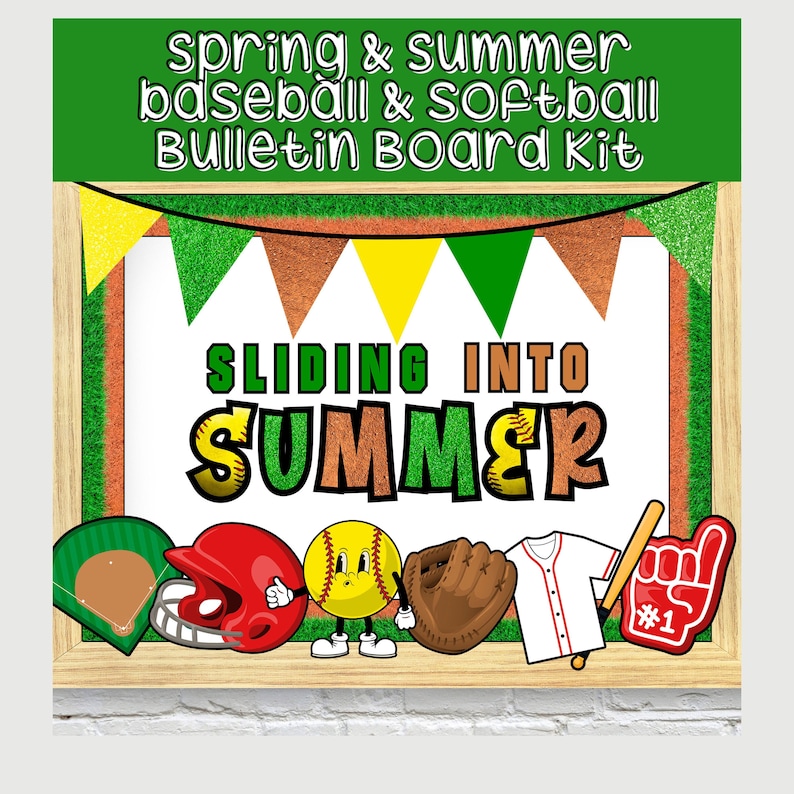 Spring and Summer Baseball and Softball Theme Bulletin Board Kit Bundle ...