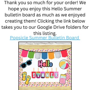 Hello Summer Popsicle Theme Bulletin Board Kit, Digital Download ...