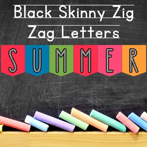 Zig Zag Outline Bulletin Board Letters, Modern Primary Letters Digital ...
