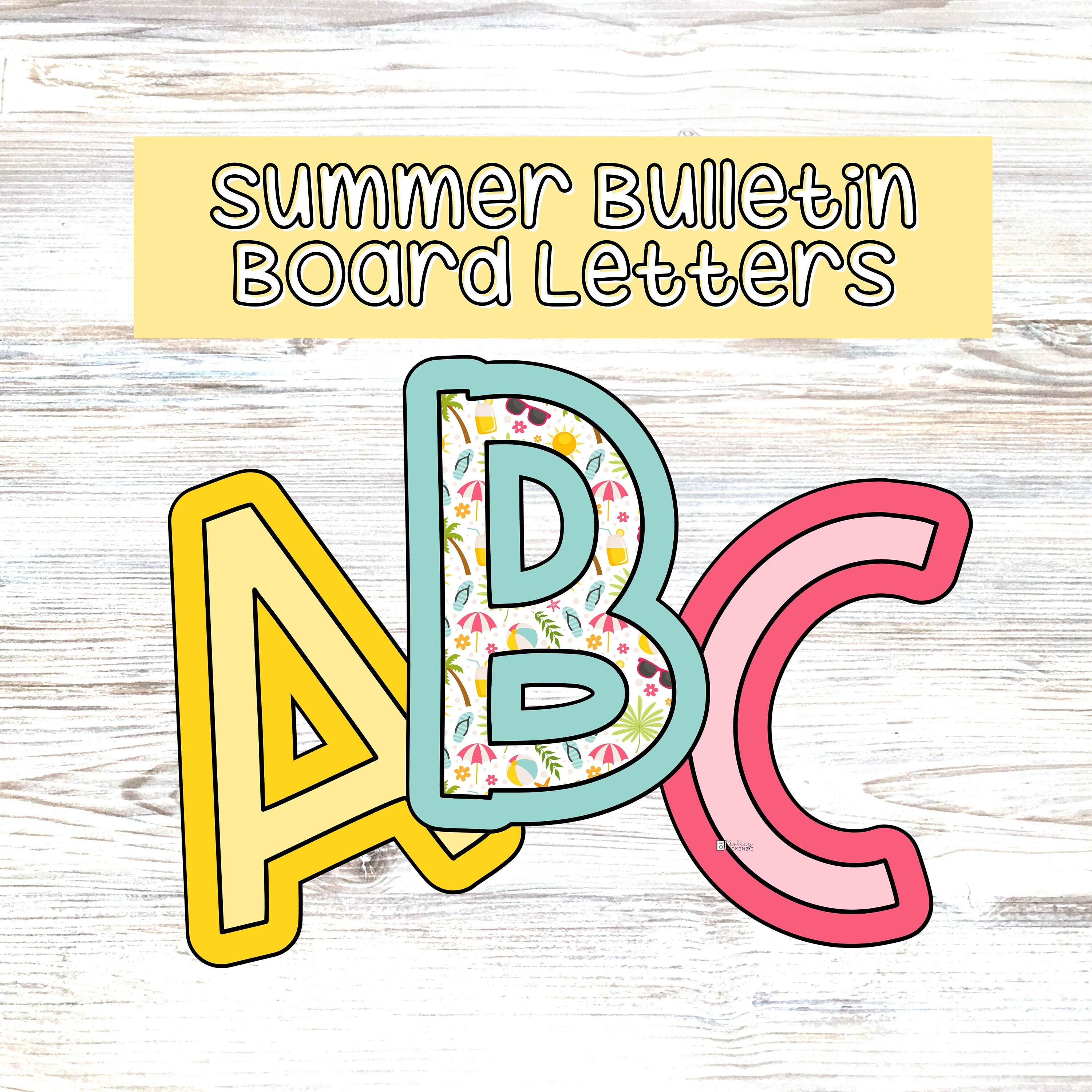 Summer Themed Bulletin Board Letters & Numbers, Digital Download ...