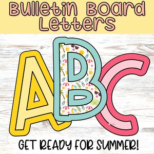 Summer Themed Bulletin Board Letters & Numbers, Digital Download ...