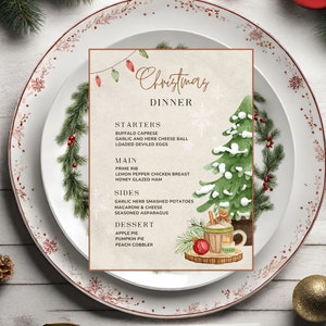 Editable Rustic Christmas Dinner Menu Template, Instant Download, Canva ...