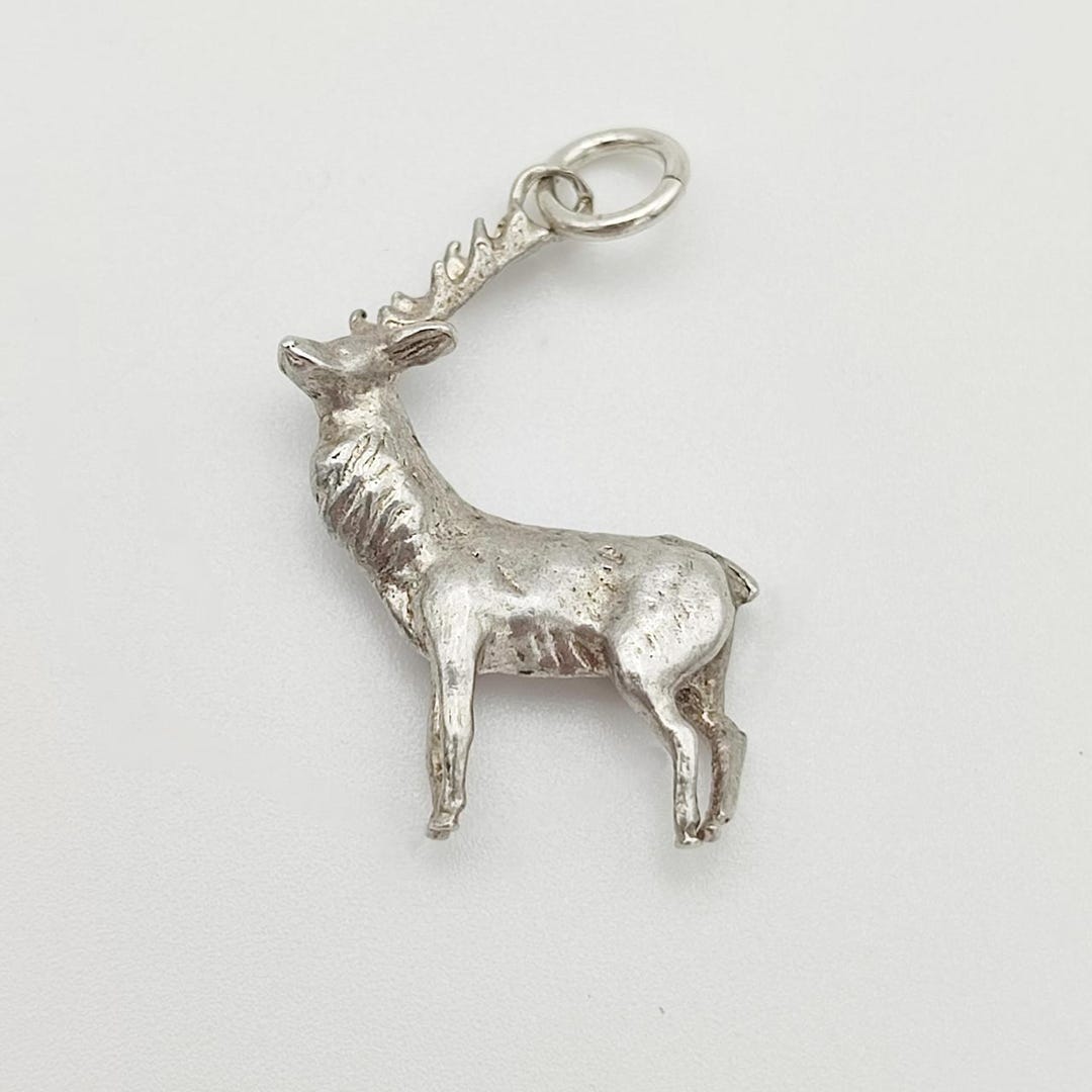 Vintage 925 Sterling Silver Stag Deer Charm Pendant Necklace Bracelet ...