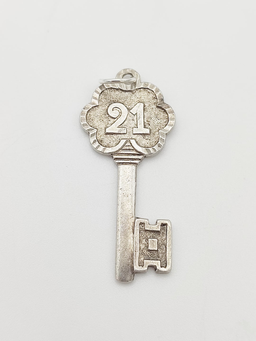 Vintage 925 Sterling Silver 21 21st Birthday Key Charm Pendant Necklace ...