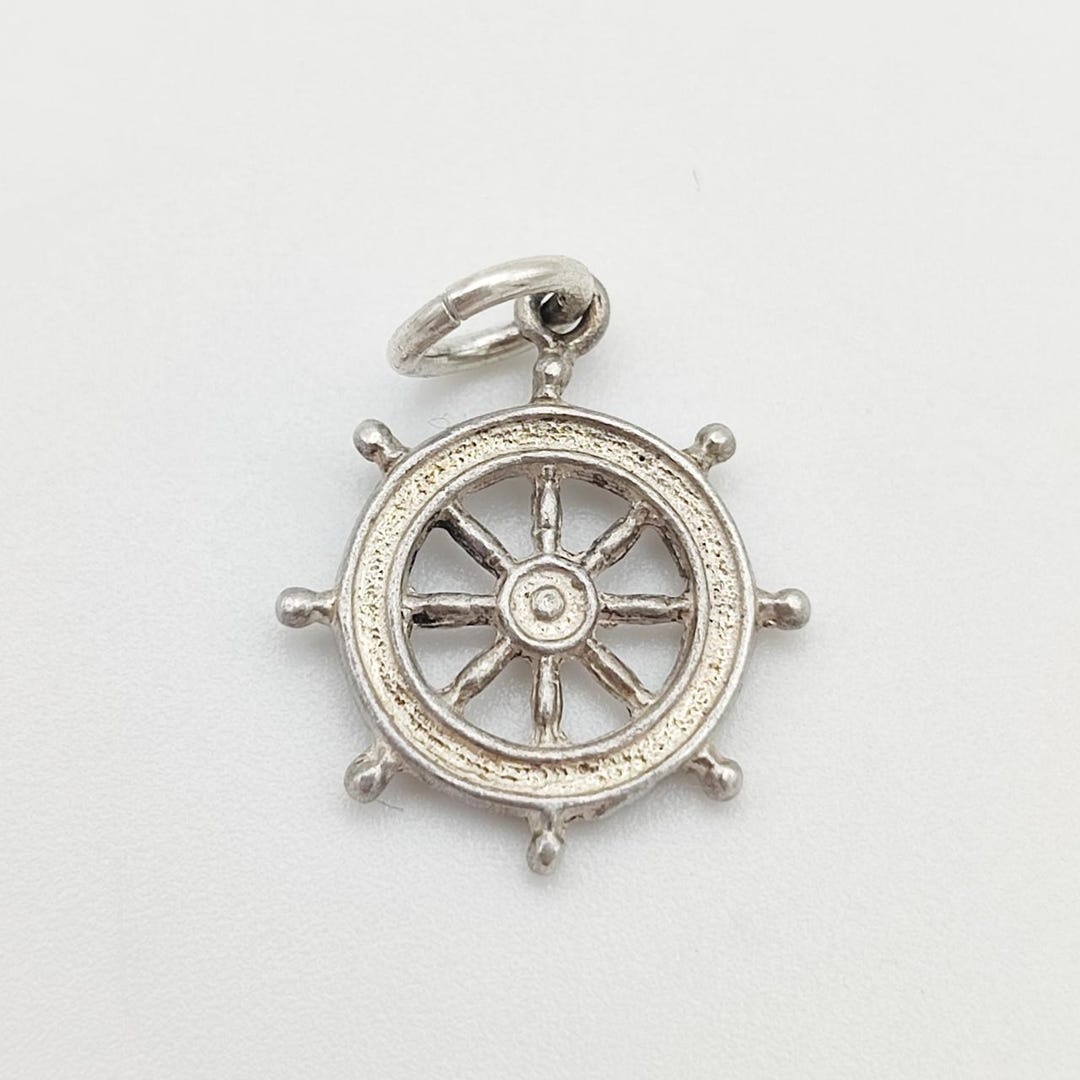 Vintage 925 Sterling Silver Ship Wheel Charm Nautical Pendant ...