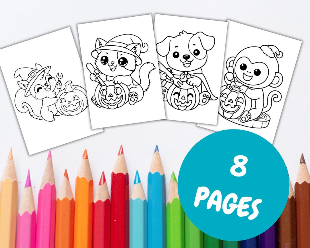 Halloween Animal Coloring Pages: Fall Printable Activity (PDF Download ...