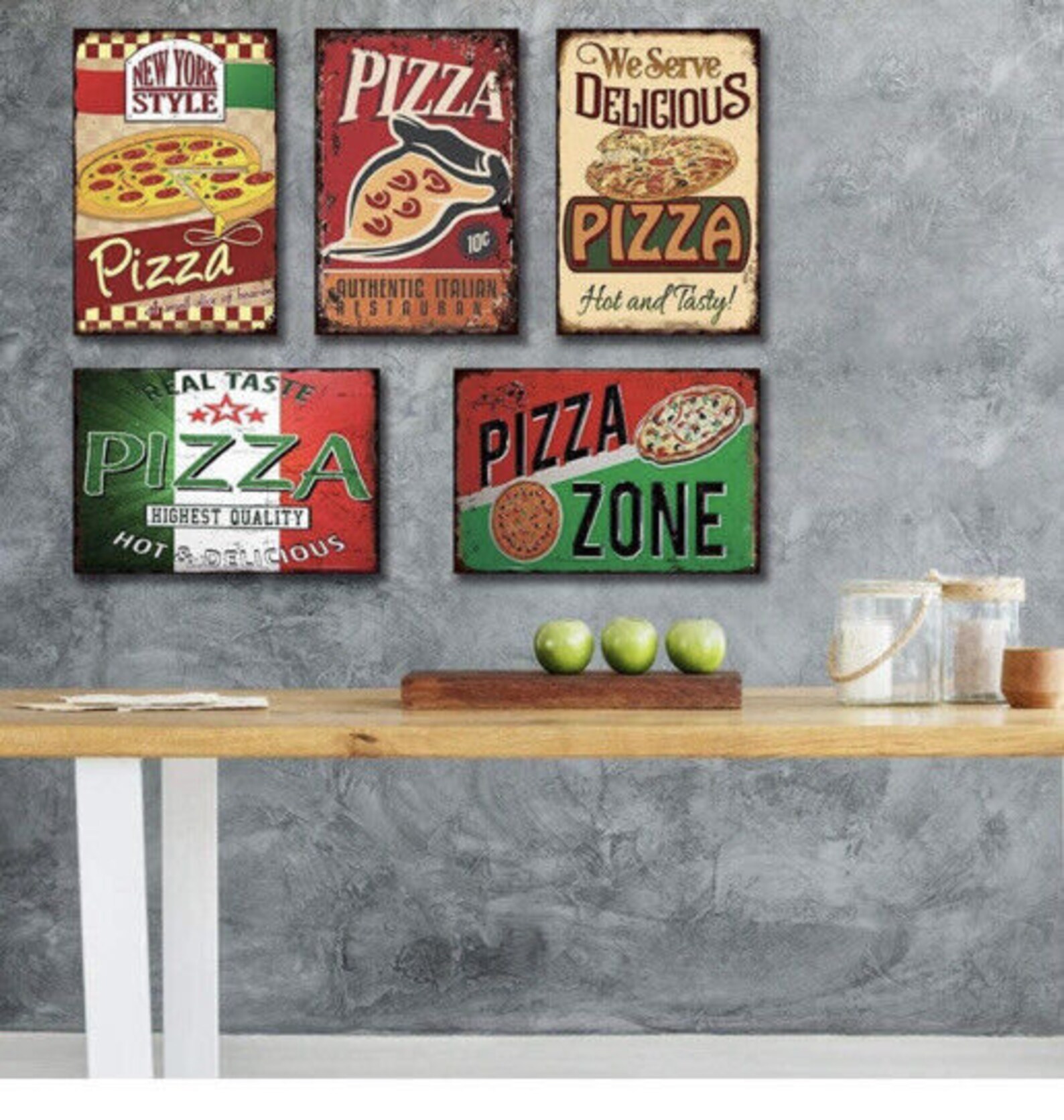 Pizza Zone Tin Sign Metal Poster Pizzeria Ad Rustic Italian Flag Pie - Etsy