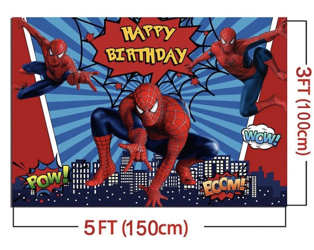 Spider Man Happy Birthday Party Banner Backdrop Boys Photography - Etsy