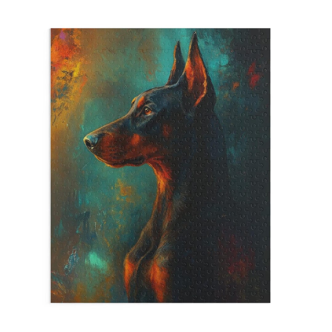 Doberman Portrait Puzzle | Dog Art Jigsaw Puzzle, 120-500 Piece - Etsy