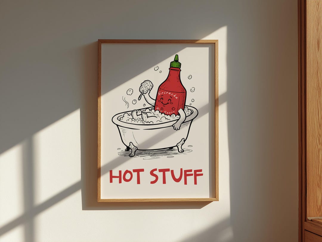 Sriracha Hot Sauce Wall Art Bathroom Decor | Punny Poster | Quirky Gift ...