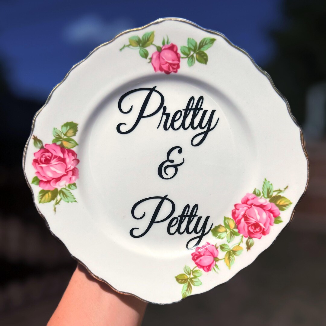 Handmade “pretty and Petty” Hanging Floral Vintage Gallery Wall Plate ...