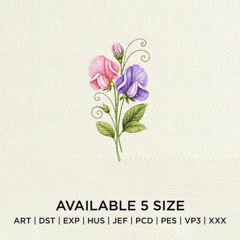 Sweet Pea Machine Embroidery Designs - Etsy Australia
