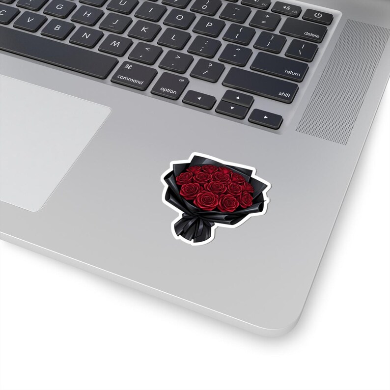 Deep Red Rose Bouquet Sticker | Romantic Dark Flower Art - Etsy