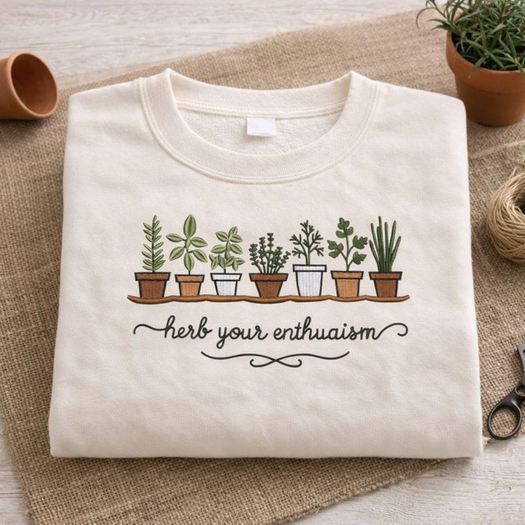 Herb Your Enthusiasm Design | Potted Plants Pattern | Pes Dst Jef - Etsy
