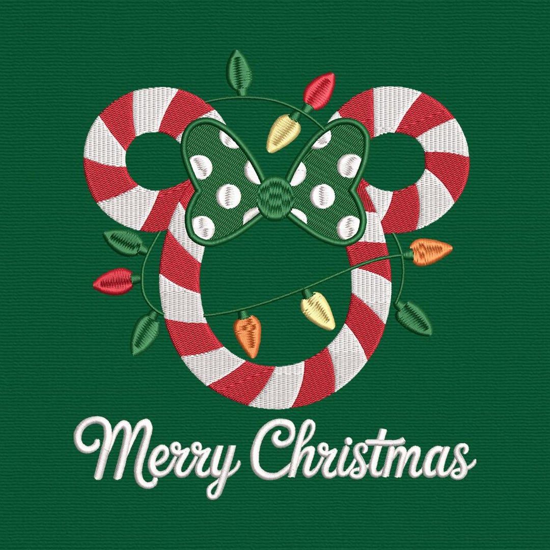 Christmas Minnie Mouse Candy Cane Embroidery Design, Merry Christmas ...