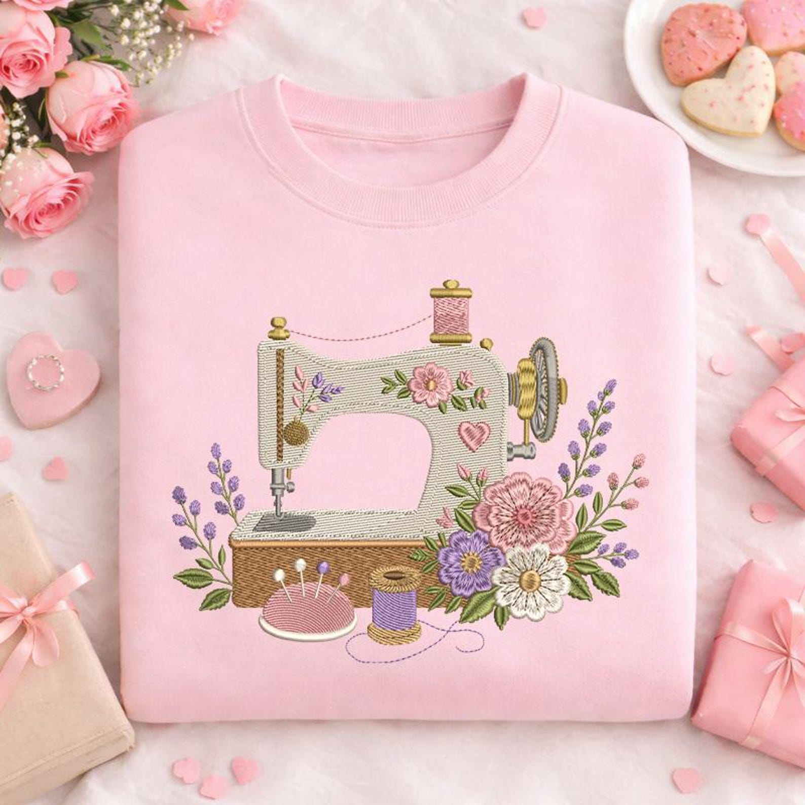 Vintage Sewing Machine Embroidery Design, Floral Sewing Machine ...