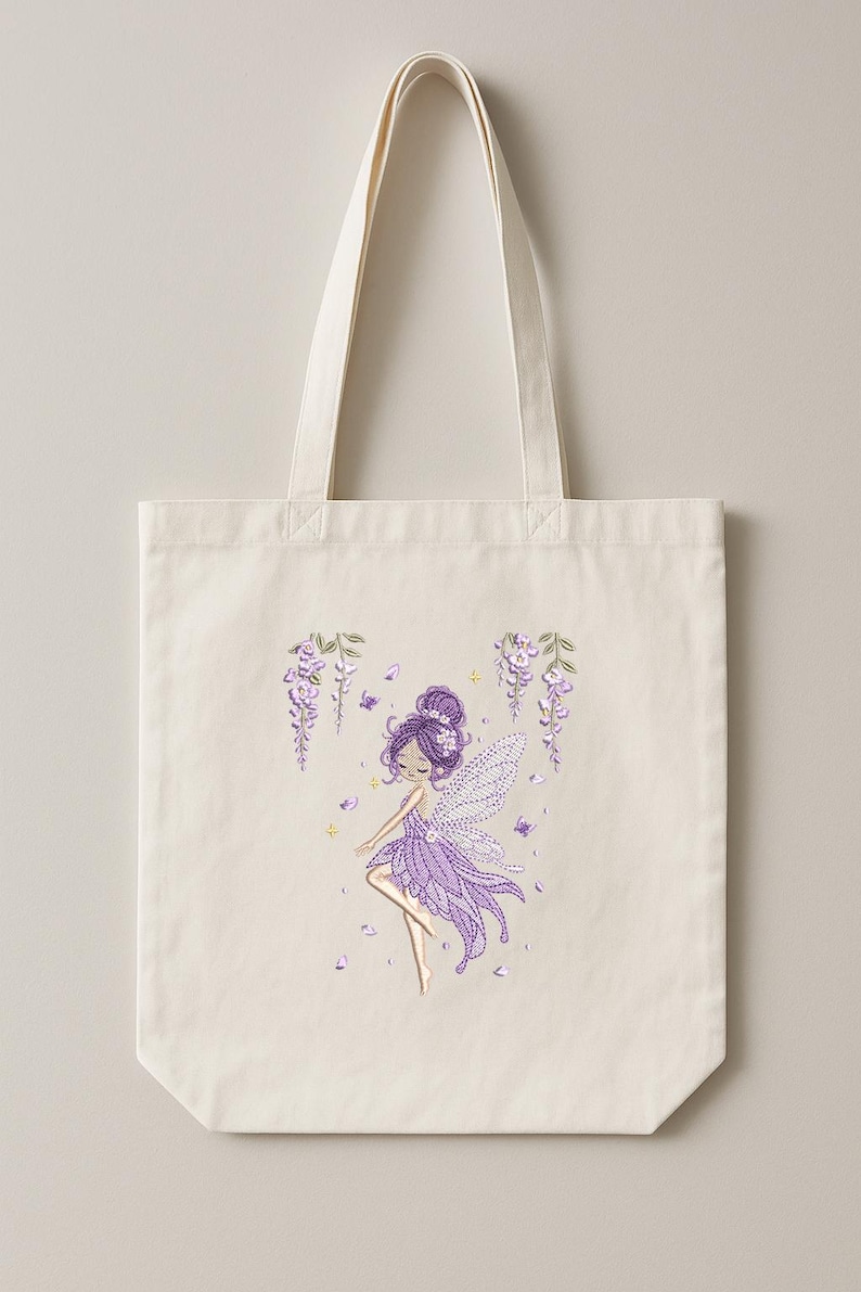 Lavender Fairy Embroidery Design, Purple Flower Fairy Embroidery File ...