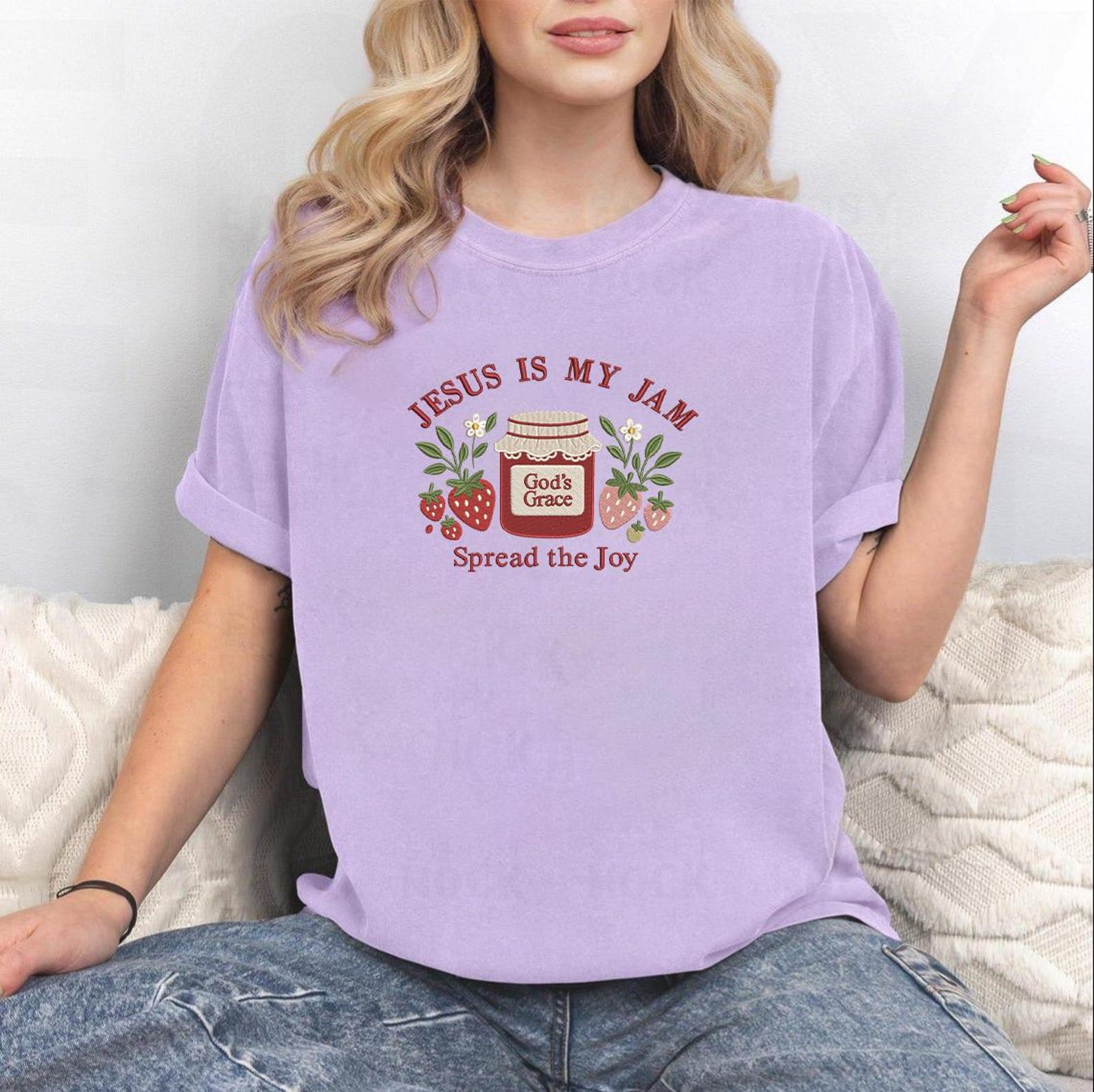 Jesus is My Jam Embroidery Design, Christian Strawberry Jar Embroidery ...
