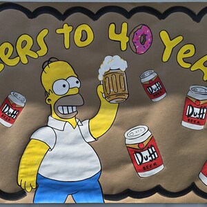 Custom Hand Painted Banner | Personalized Party Backdrop | Simpsons ...