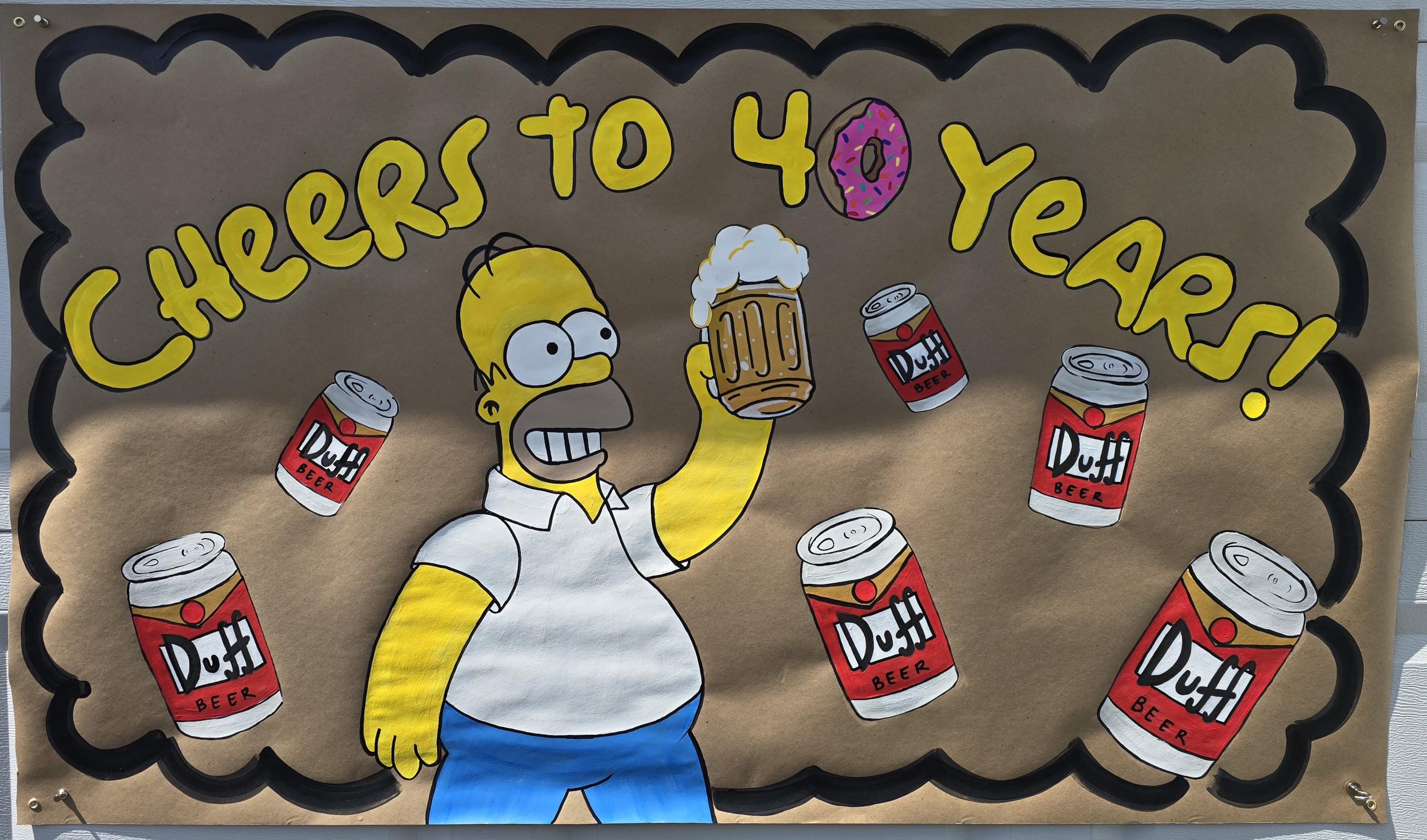 Custom Hand Painted Banner | Personalized Party Backdrop | Simpsons ...