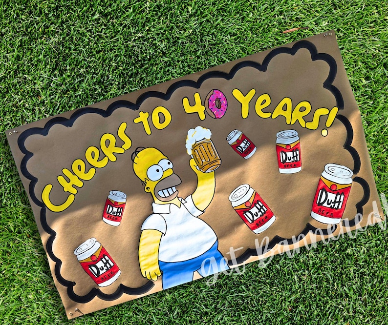 Custom Hand Painted Banner | Personalized Party Backdrop | Simpsons ...