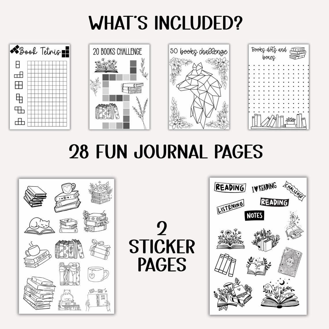 30 Fun Printable Reading Journal Pages, Reading Planner Bundle, Book ...