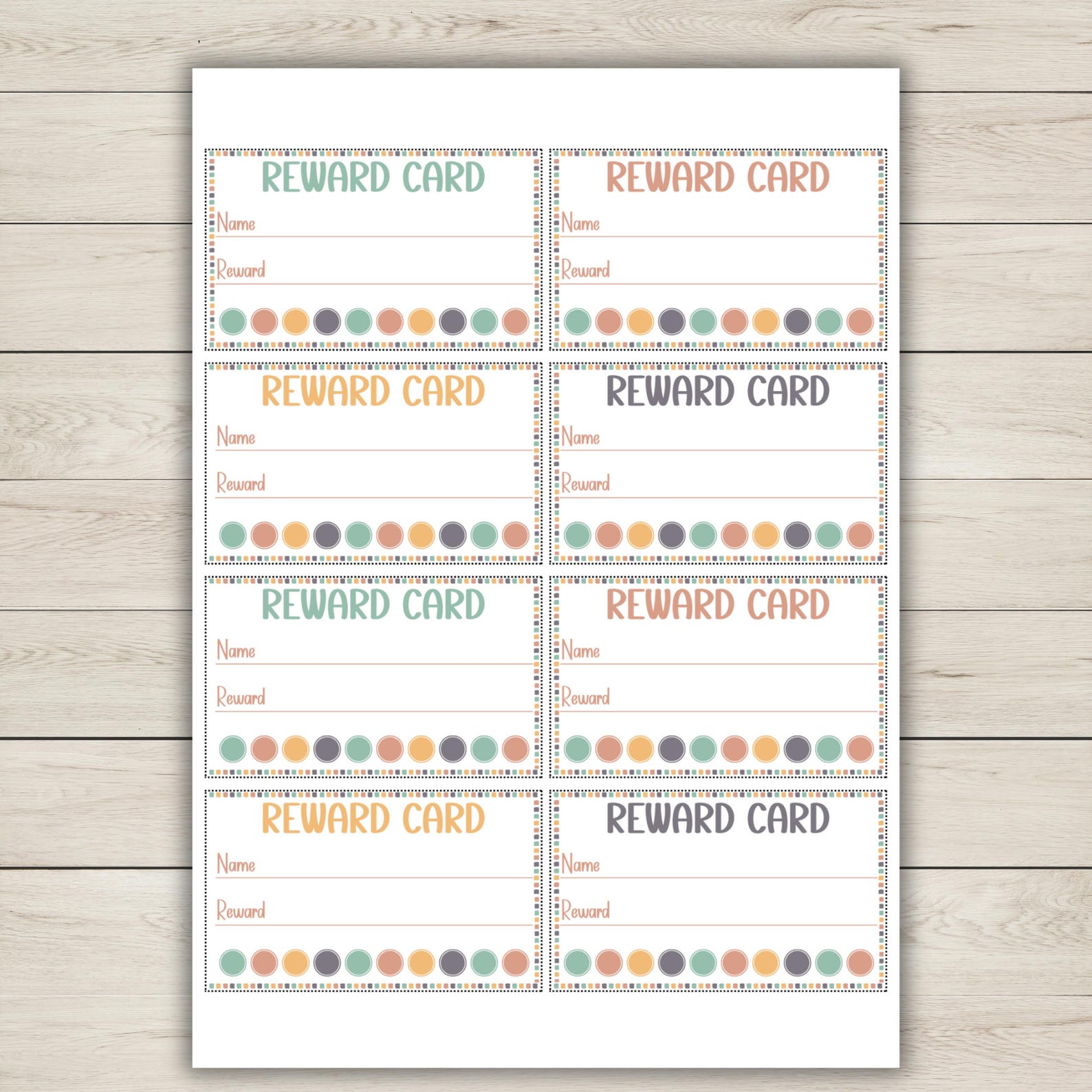 Reward Punch Cards PDF, Printable, Cards, Printable PDF, Instant ...