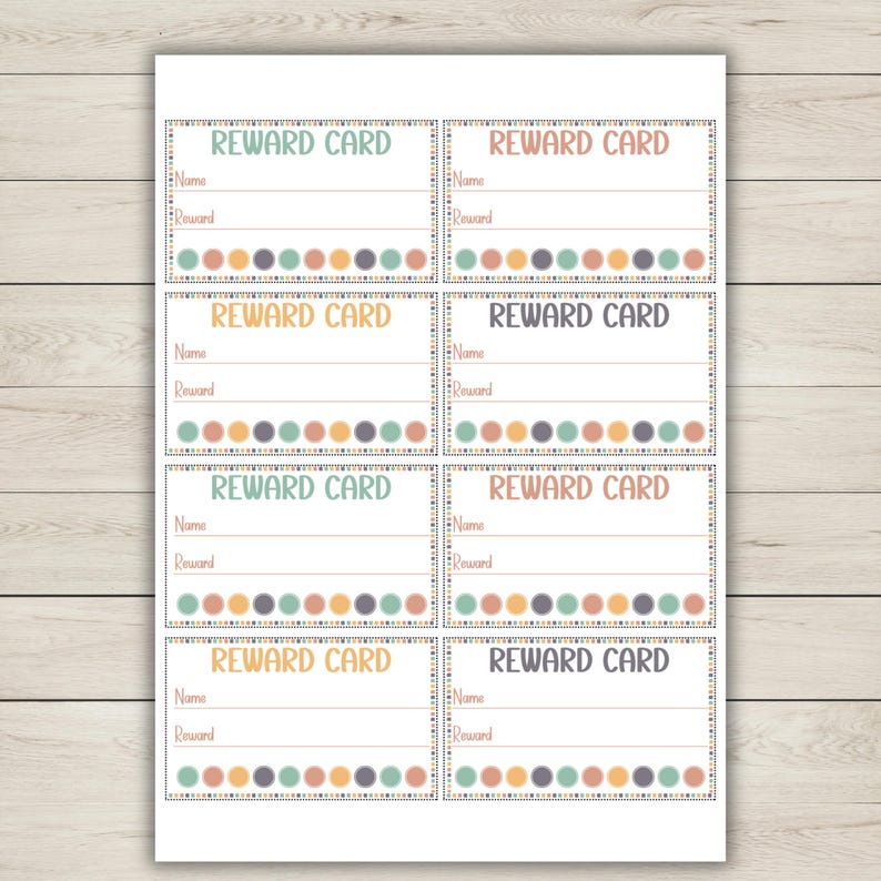 Reward Punch Cards PDF, Printable, Cards, Printable PDF, Instant ...