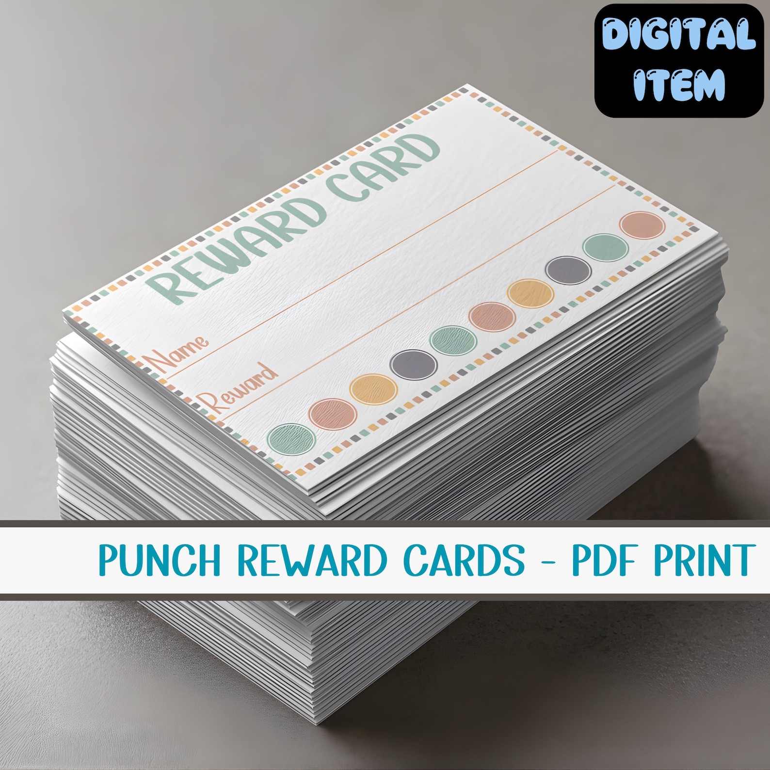 Reward Punch Cards PDF, Printable, Cards, Printable PDF, Instant ...