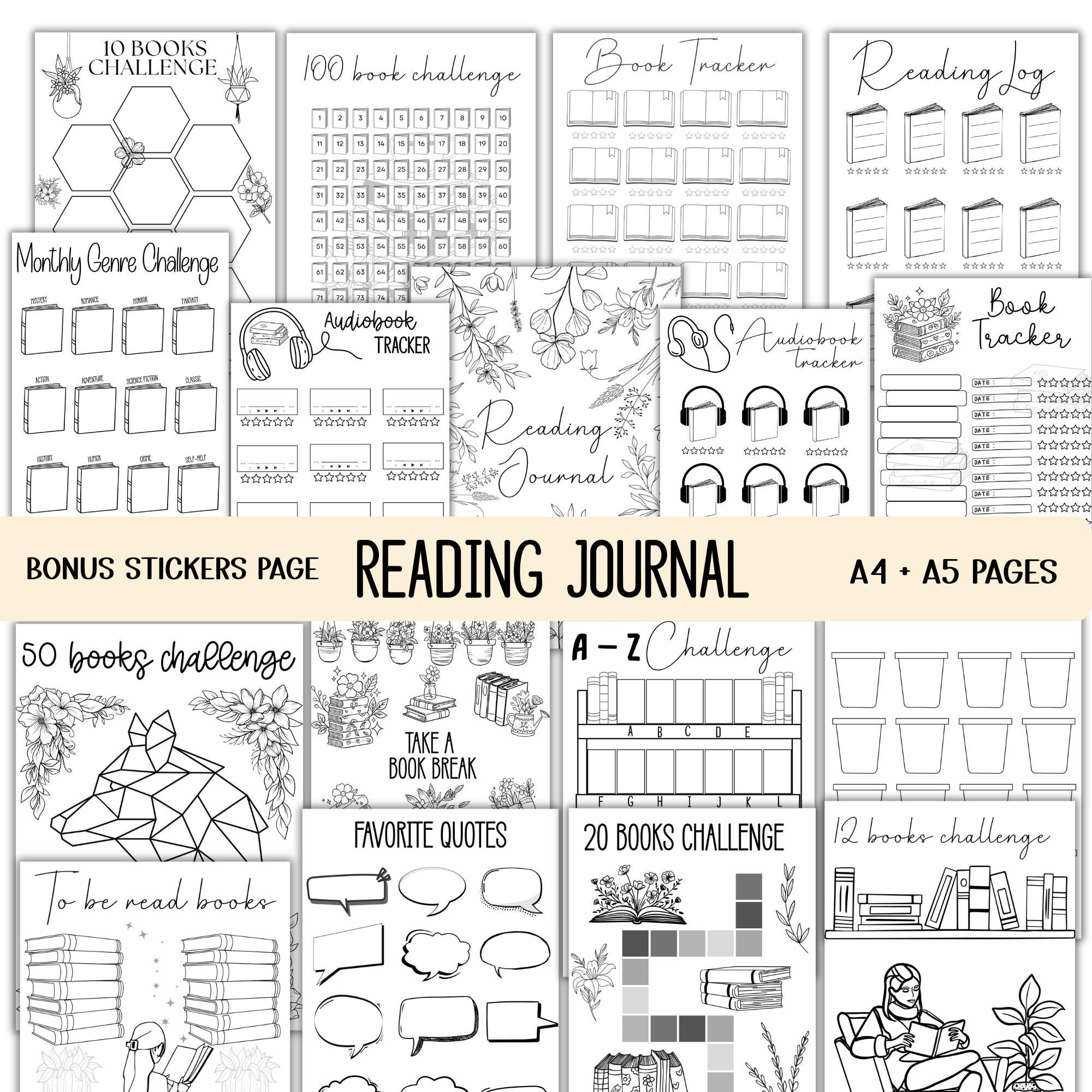 30 Fun Printable Reading Journal Pages, Reading Planner Bundle, Book ...